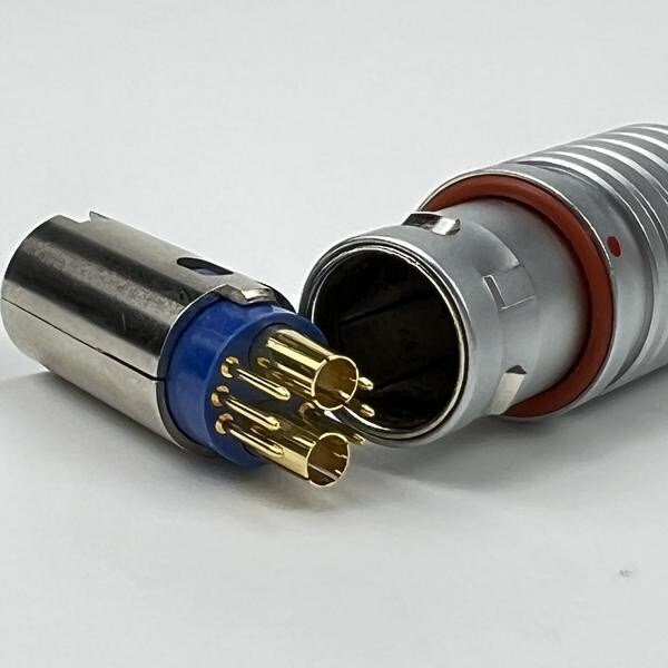 Electrical 2 Coaxial Push Pull Cable Connectors 4 Pin For Military ...